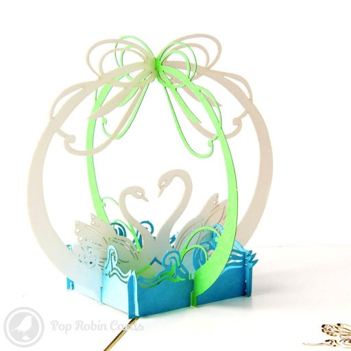 Handmade 3D Pop-Up Card with White Swan Design