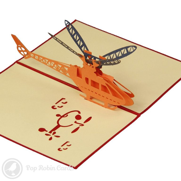 Helicopter Handmade 3D Pop-Up Card | Pop Robin Cards UK
