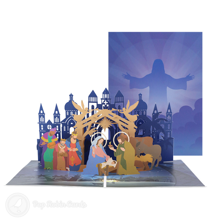 Baby Jesus In Bethlehem Nativity 3D Pop Up Christmas Card