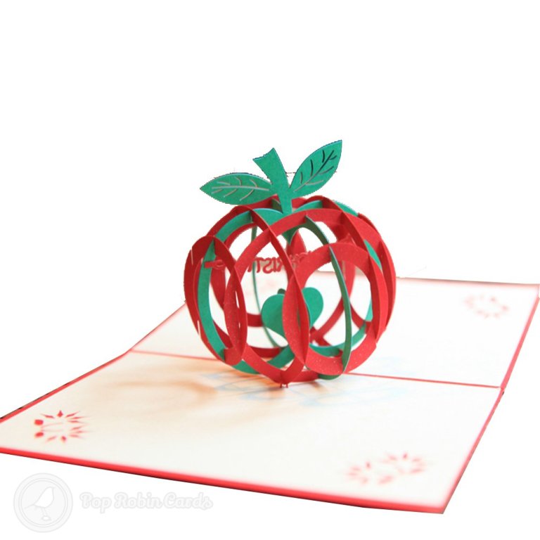 Christmas Apple Handmade 3D Pop-Up Christmas Card