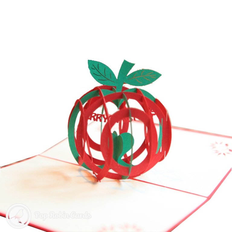 Christmas Apple Handmade 3D Pop-Up Christmas Card