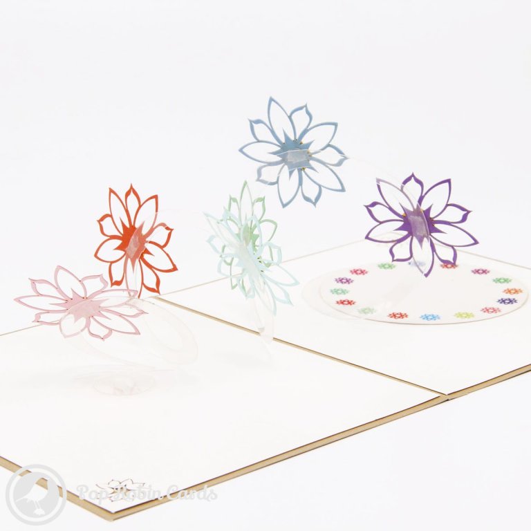 Colourful Flowers Handmade 3D Pop-Up Card