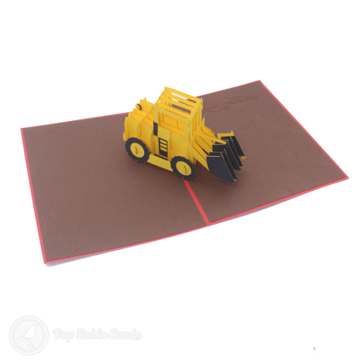 Big Yellow Digger Handmade Pop Up Card | Pop Robin Cards UK