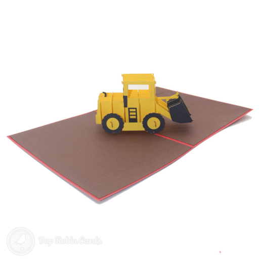 Big Yellow Digger Handmade Pop Up Card | Pop Robin Cards UK