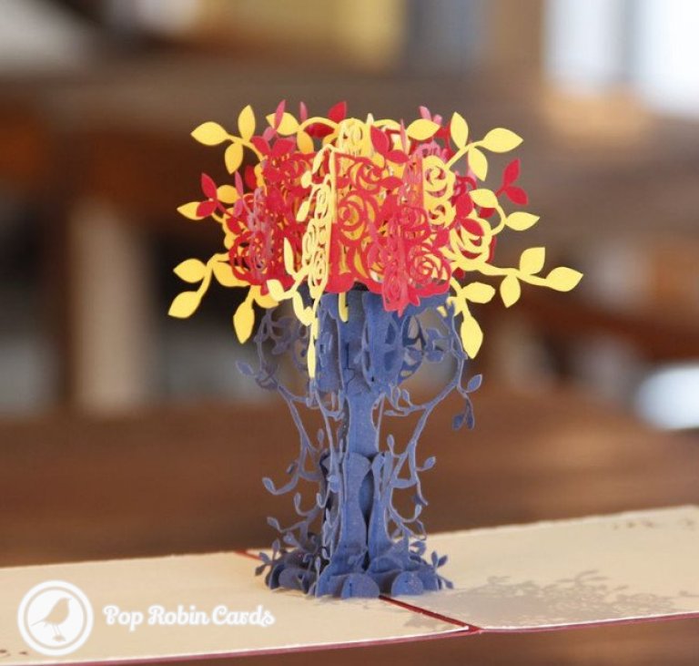 Tall Flower Vase Handmade 3D Pop-Up Card