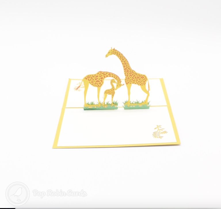 Giraffe Family 3D Pop Up Greeting Card | 3D Pop Up Cards