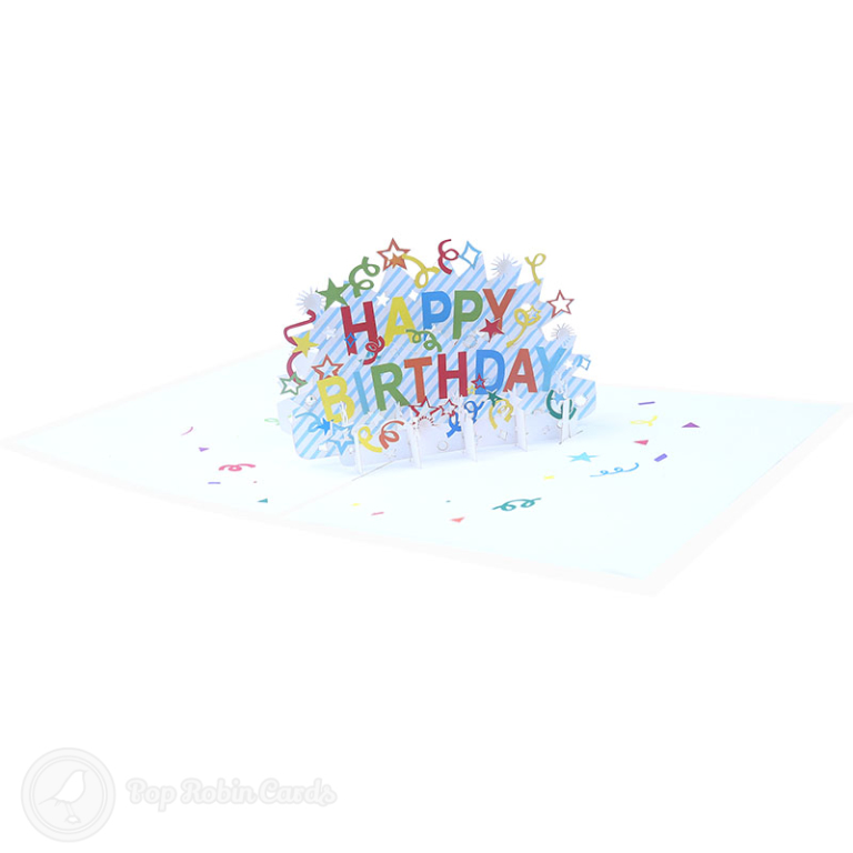 Happy Birthday Streamers 3D Handmade Card | 3D Pop Up Cards