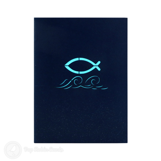 Ichthys Symbol Christian Fish Handmade 3D Greeting Card
