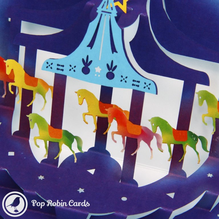 Merry-Go-Round Handmade 3D Pop-Up Card | Pop Robin Cards UK