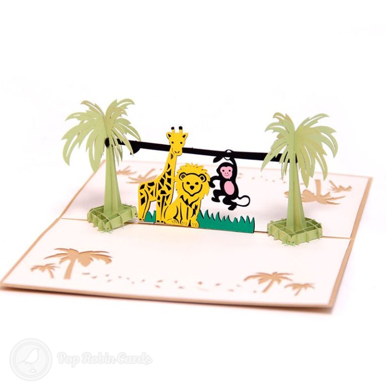 Safari Animals Handmade 3D Pop-Up Card | Pop Robin Cards UK