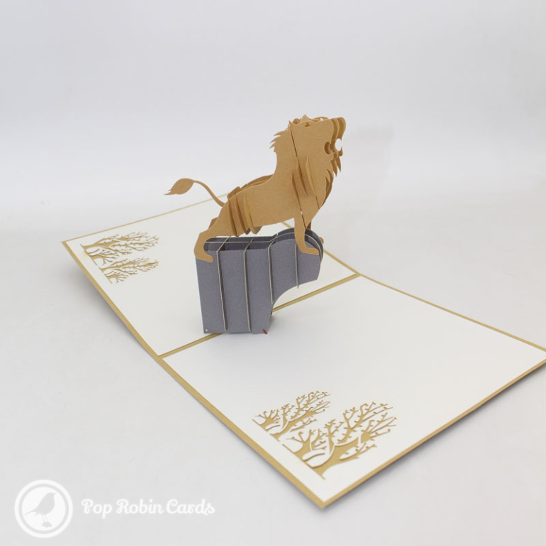 Lion Roaring On Rock 3D Pop Up Card | Pop Robin Cards UK