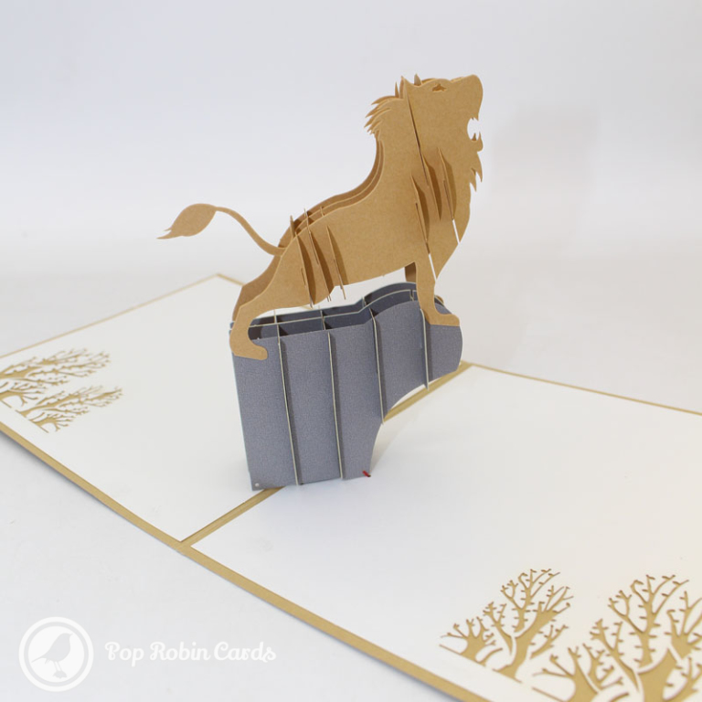 Lion Roaring On Rock 3D Pop Up Card | Pop Robin Cards UK