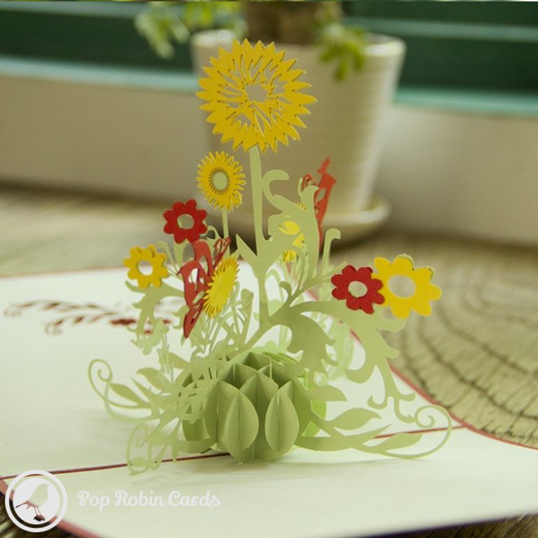 Pop Up Flower Cards | 3D Pop Up Cards | Pop Robin Cards UK