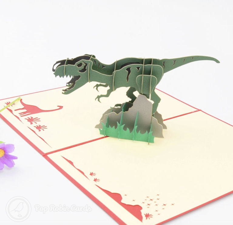 Roaring T-Rex Dinosaur 3D Handmade Pop Up Card