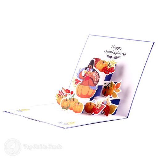 Turkey & Pumpkins Handmade 3D Pop-Up Thanksgiving Card